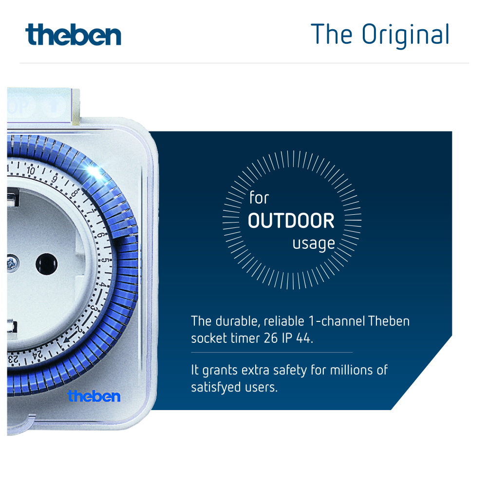 Analoge Zeitschaltuhr/Steckdosen Schaltuhr theben-timer 26 IP 44